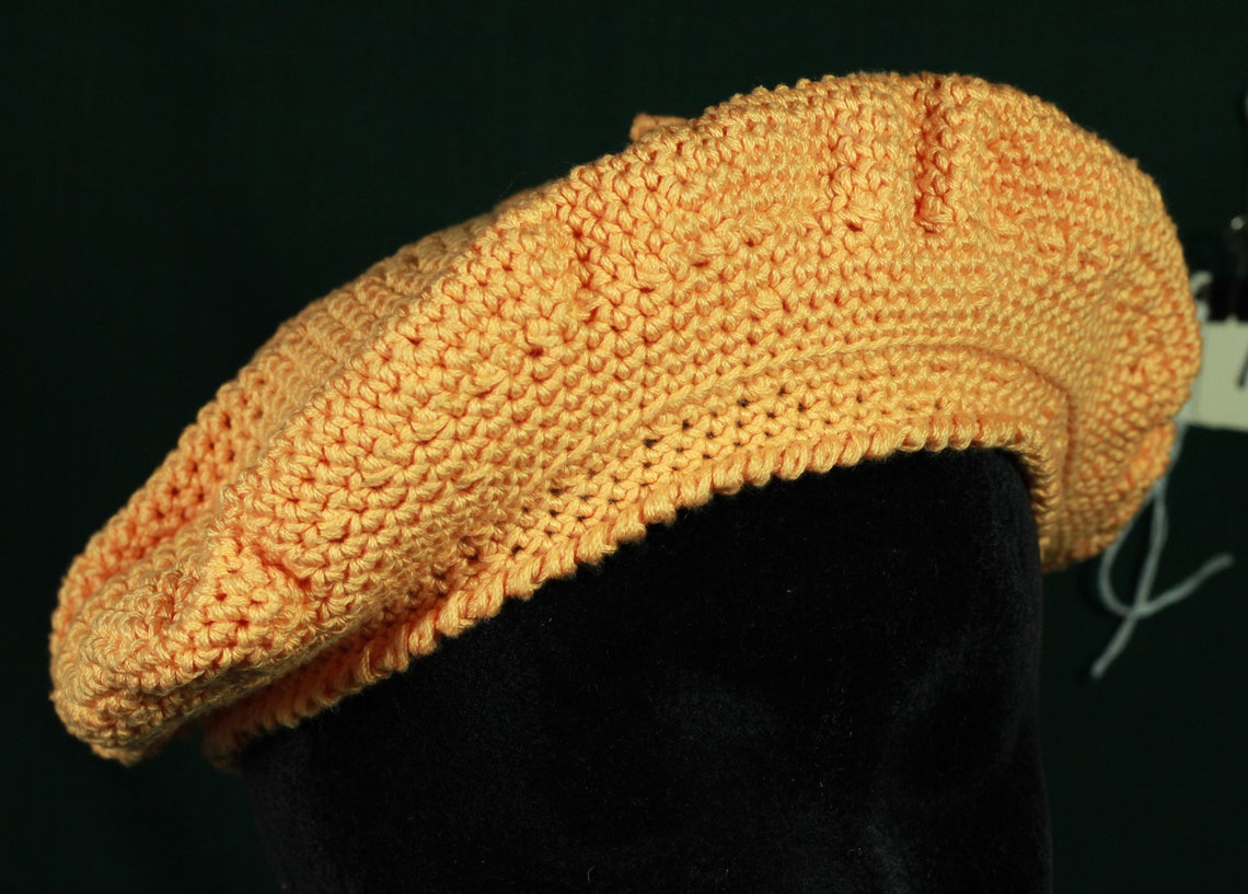 MEO CROCHETED Tam Beret and Flower for Everyday 24 X 8 Solid Peach 100% ...