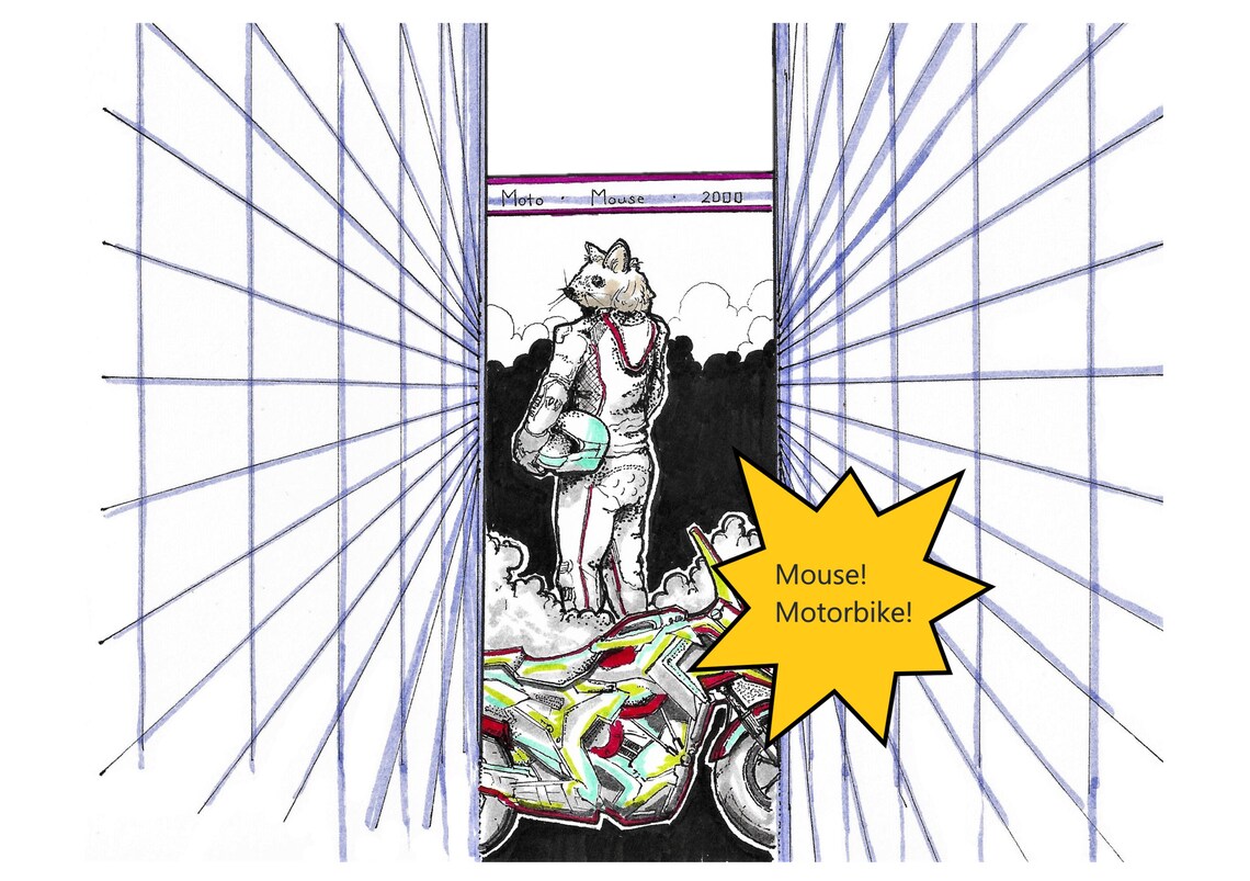 Motomouse 2000 A Mouse and Their Motorcycle Digital Print of Pen and ...