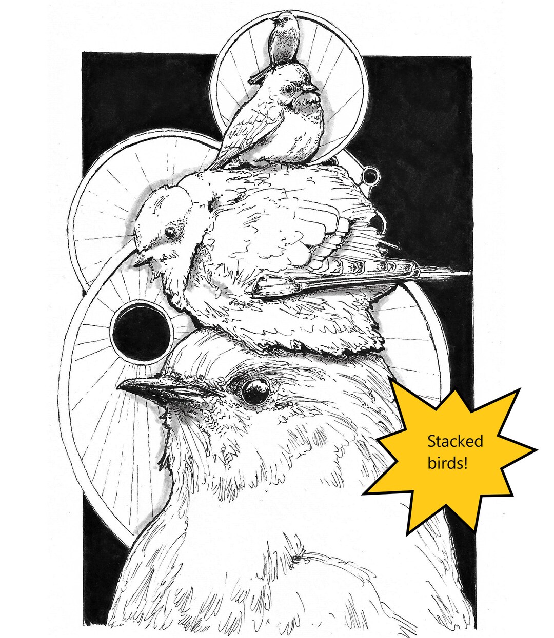 Stacked Birds Digital Art Downloadable A4 Sizing 210mm by 297mm - Etsy