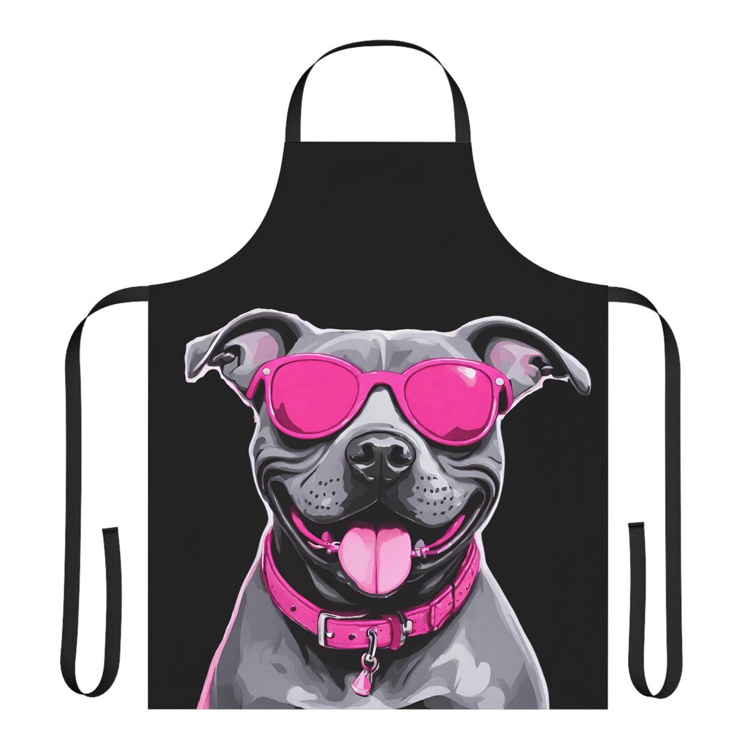 Cool Staffy staffordshire Terrier Wearing Pink Sunglasses Apron ...
