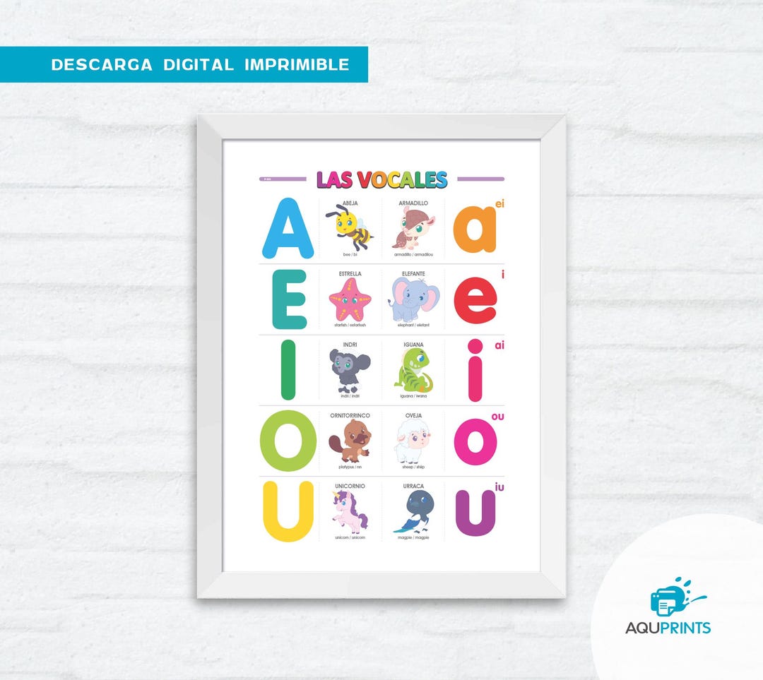 Cartel De Las Vocales Infantil - Etsy