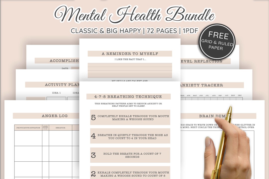 Therapy Journal Mental Health Journal Bundle Worksheets PTSD Anxiety ...