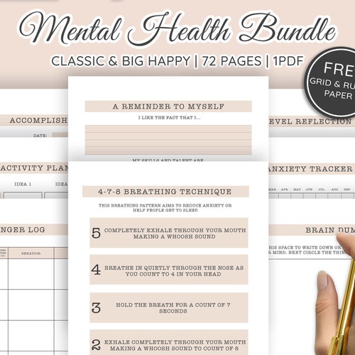 Therapy Journal Anxiety Journal Wellness Planner Mental Health - Etsy