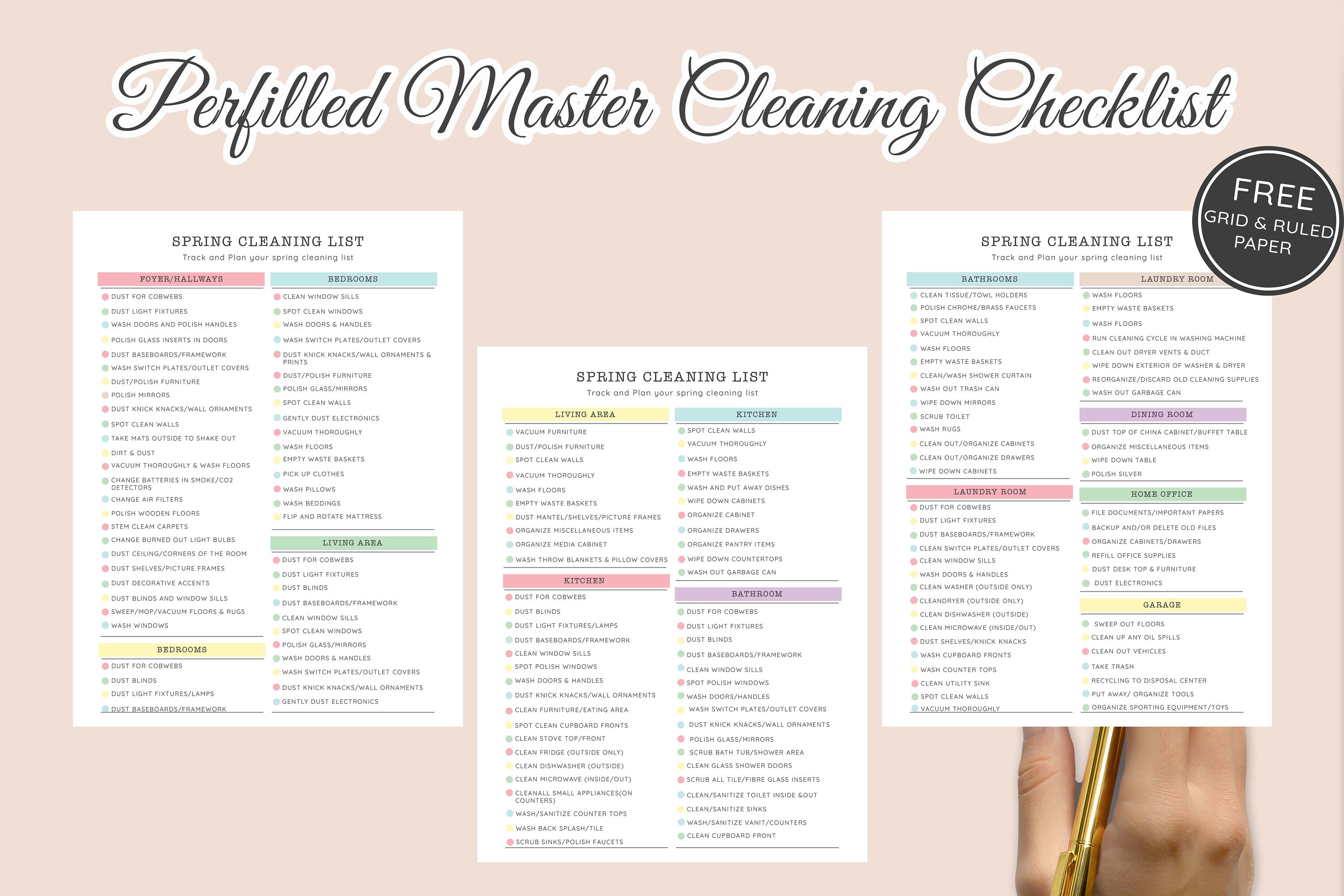 Master Cleaning Checklist Planner Schedule, Chore List, Mambi Classic ...