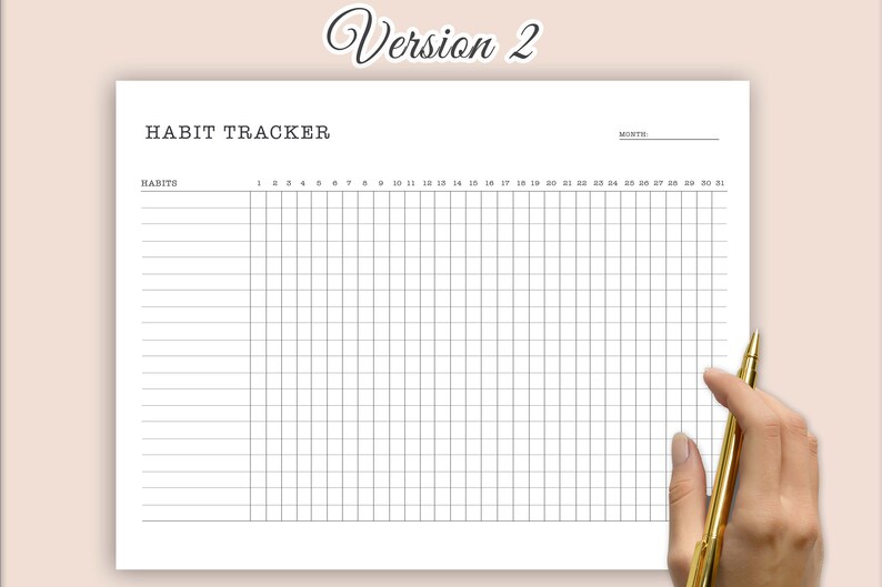 Monthly Habit Tracker Printable Landscape Habit Tracker - Etsy