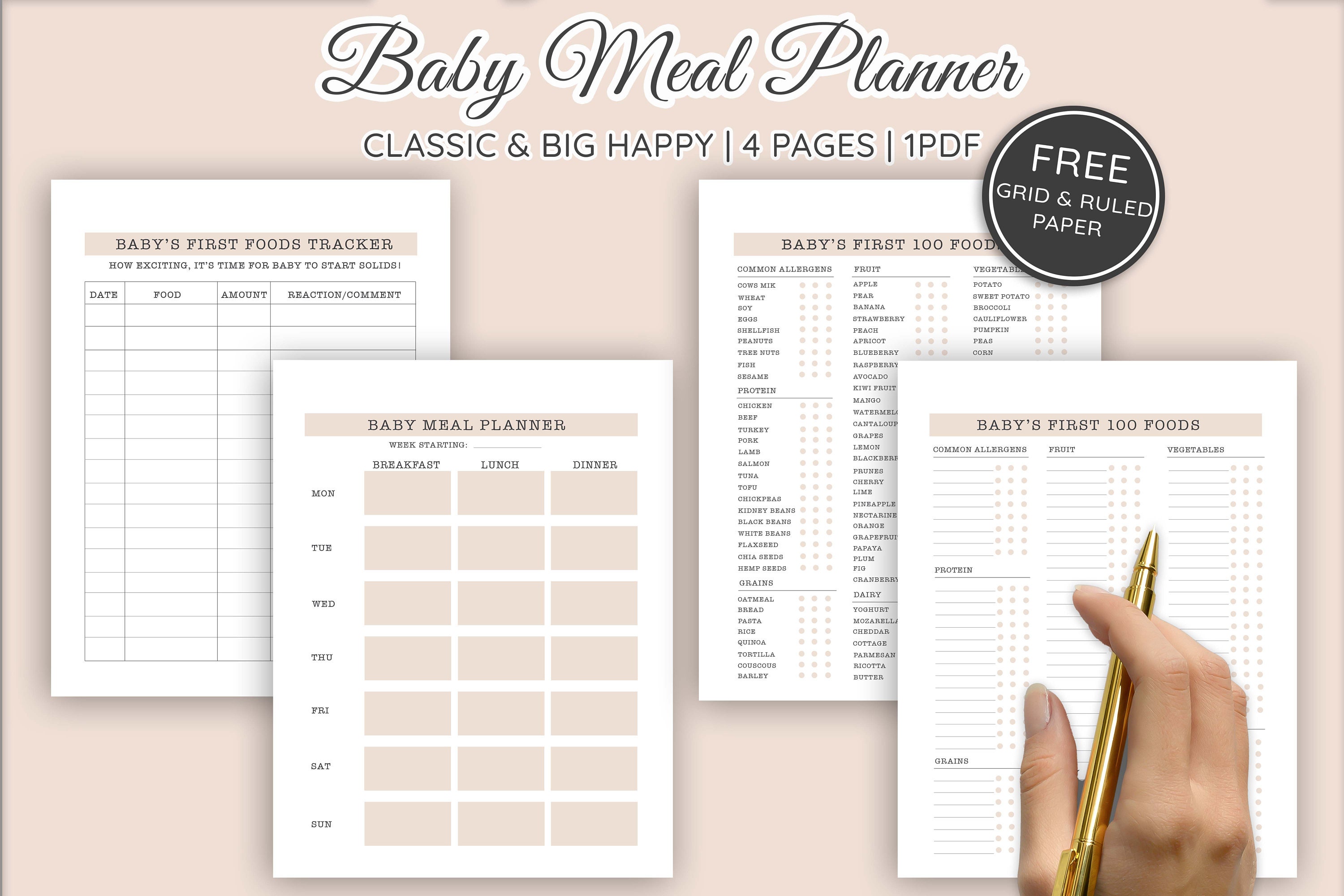 Baby Meal Planner Printable, Baby Led Weaning Planner, Baby Food ...