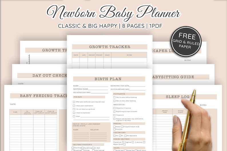 Newborn Planner, Baby Planner, Printable Birth Plan, Organizer, Baby ...