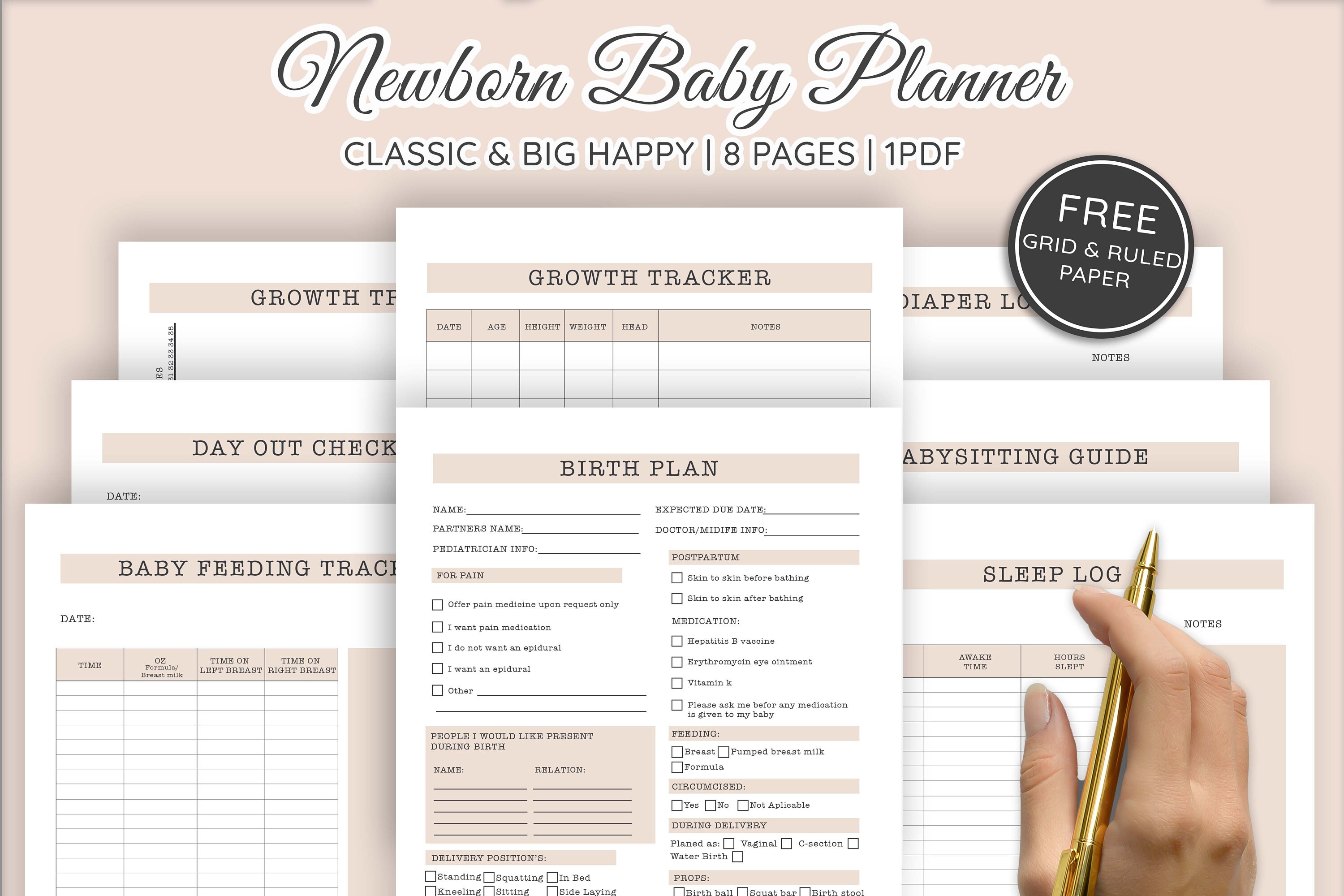 Newborn Planner, Baby Planner, Printable Birth Plan, Organizer, Baby ...
