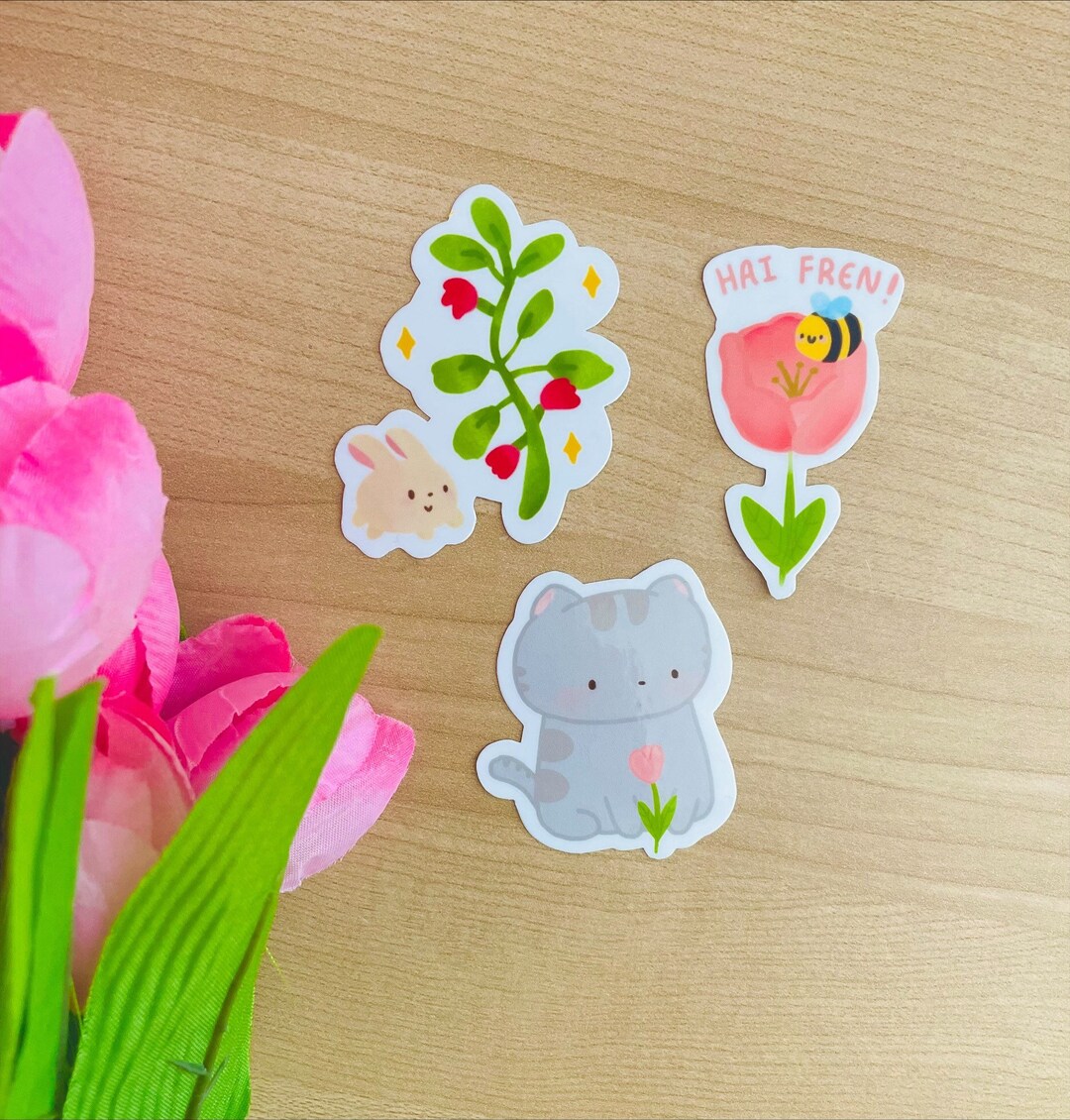 Flower Stickers | Handmade | Waterproof - Etsy