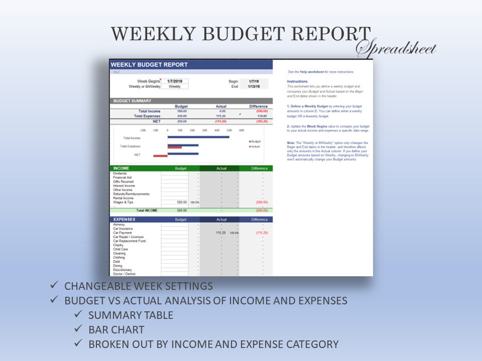 Ultimate Budget Spreadsheets for Excel, Financial Planner Dashboard ...