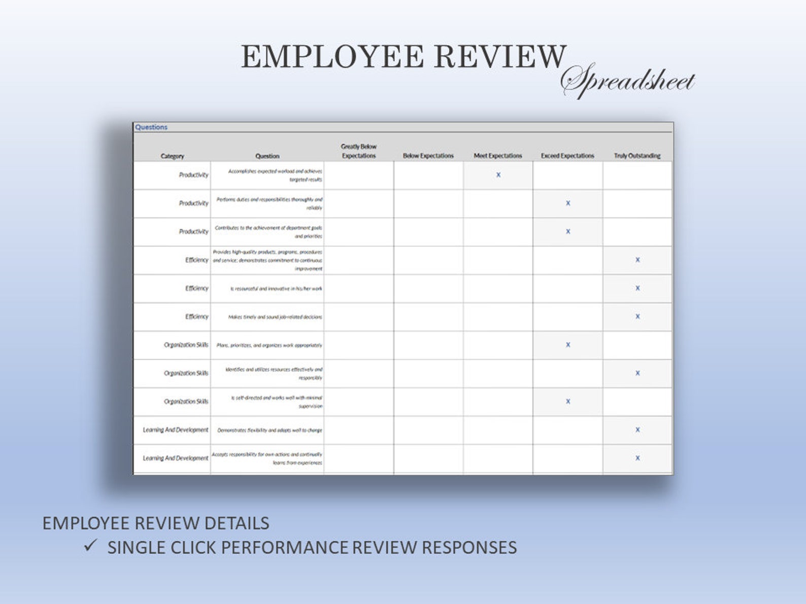 Performance Review Template | Employee Review | Review Tracker | Excel ...