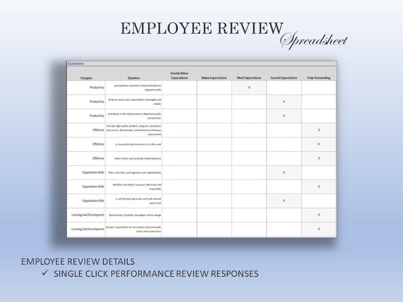 Performance Review Template | Employee Review | Review Tracker | Excel ...