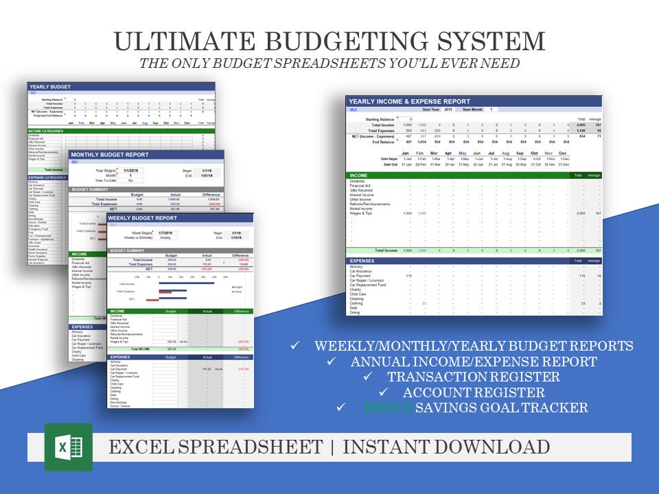 Ultimate Budget Spreadsheets for Excel, Financial Planner Dashboard ...