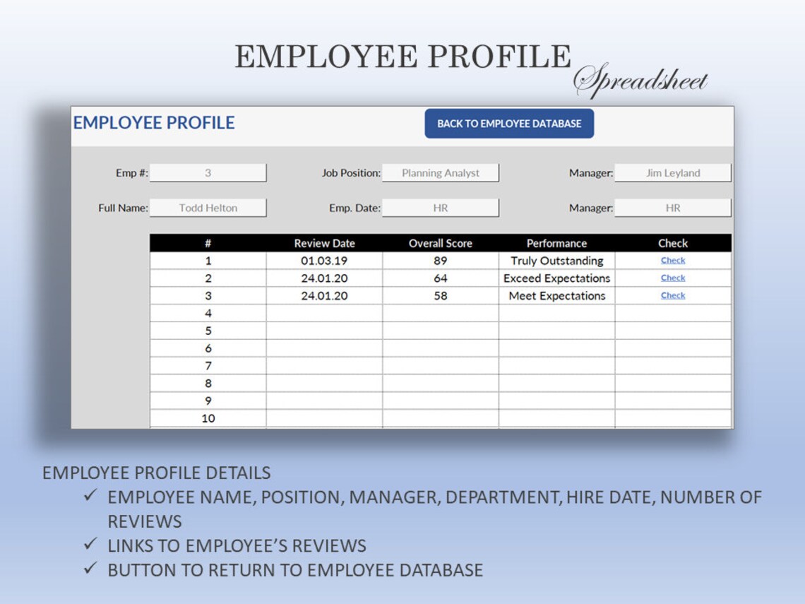 Performance Review Template Employee Review Review Tracker Excel ...