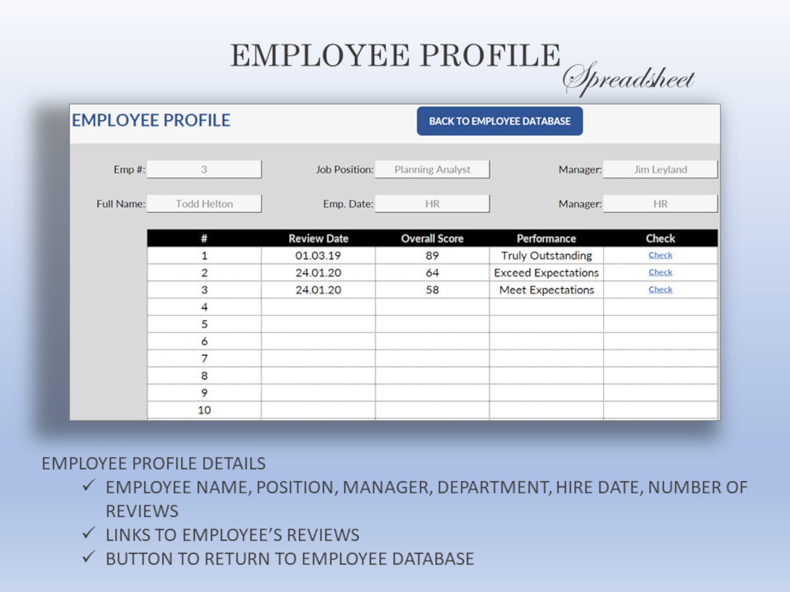 Performance Review Template Employee Review Review Tracker Excel ...