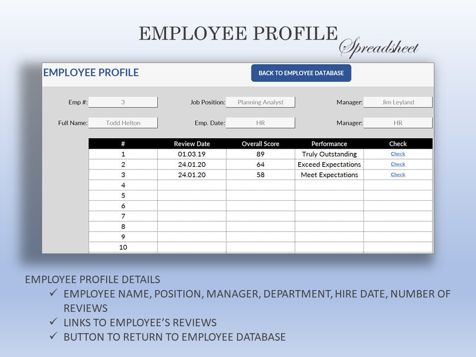 Performance Review Template | Employee Review | Review Tracker | Excel ...
