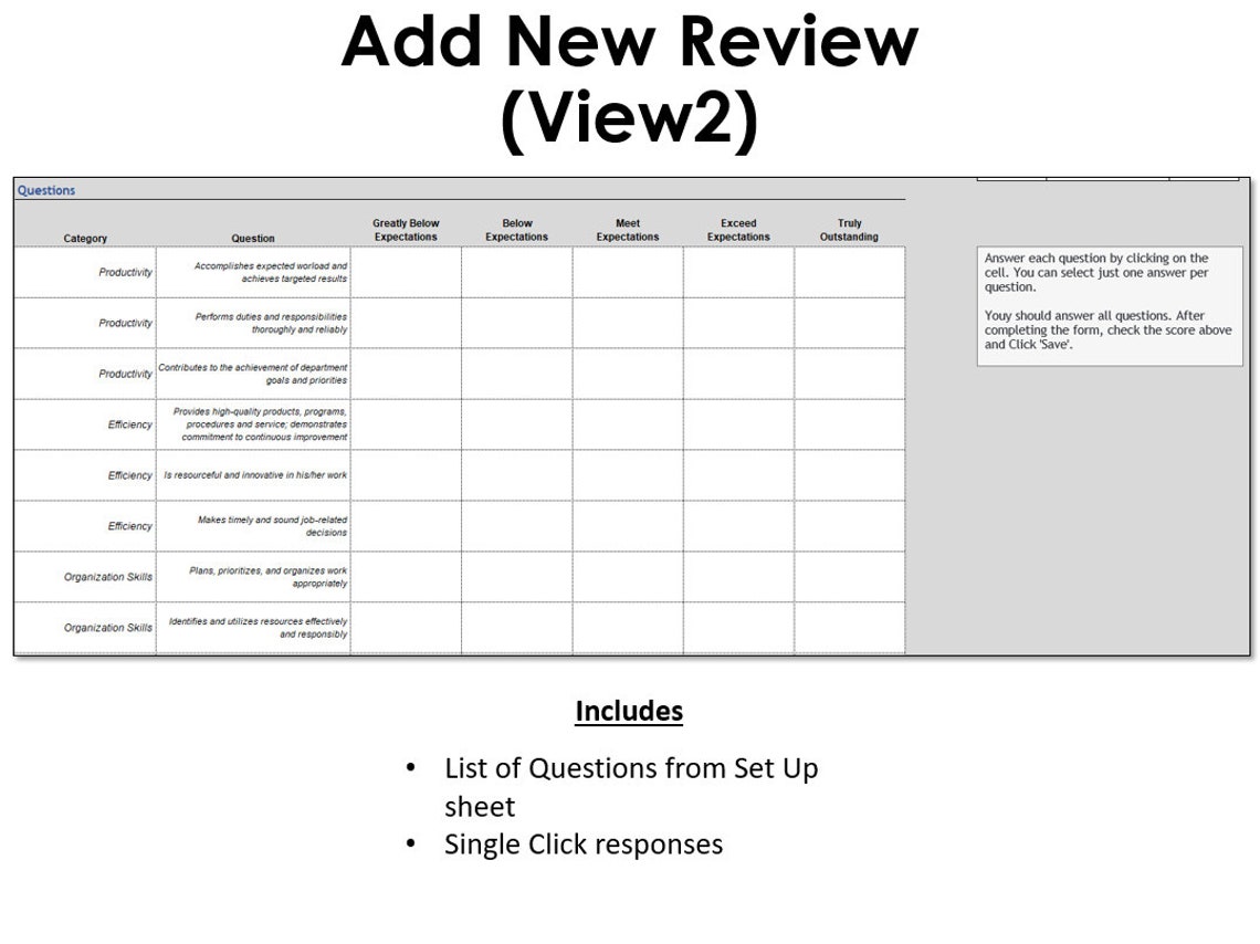 Performance Review Template Employee Review Review Tracker Excel ...
