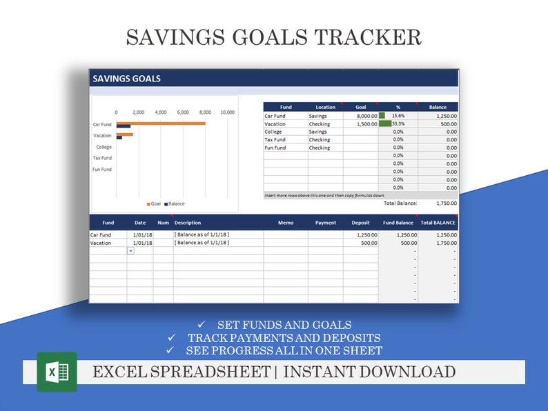 Savings Tracker for Excel, Financial Planner Dashboard, Budget Template ...