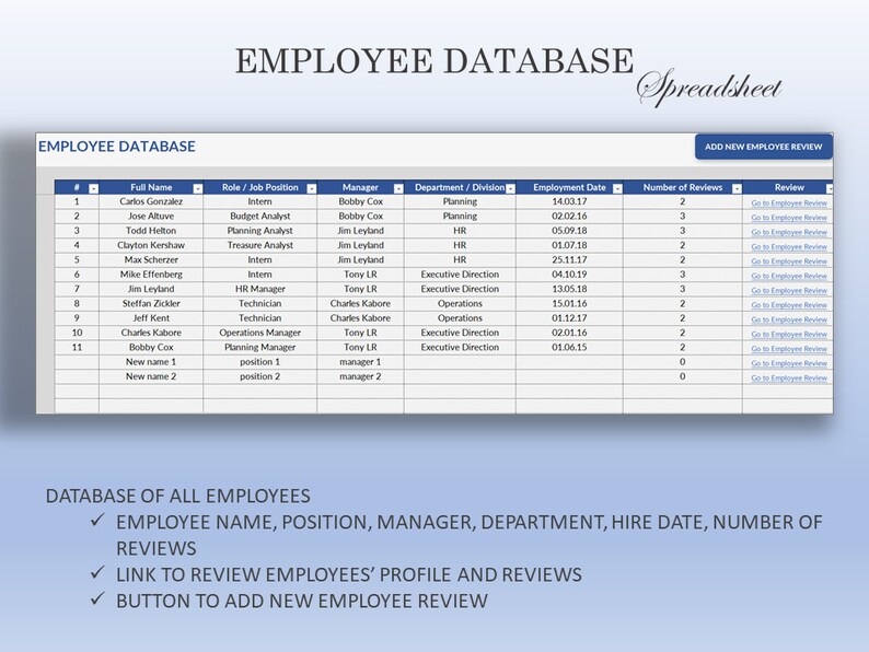 Performance Review Template | Employee Review | Review Tracker | Excel ...