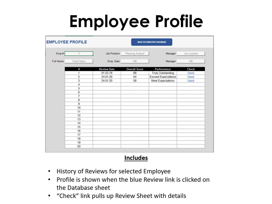 Performance Review Template Employee Review Review Tracker Excel ...