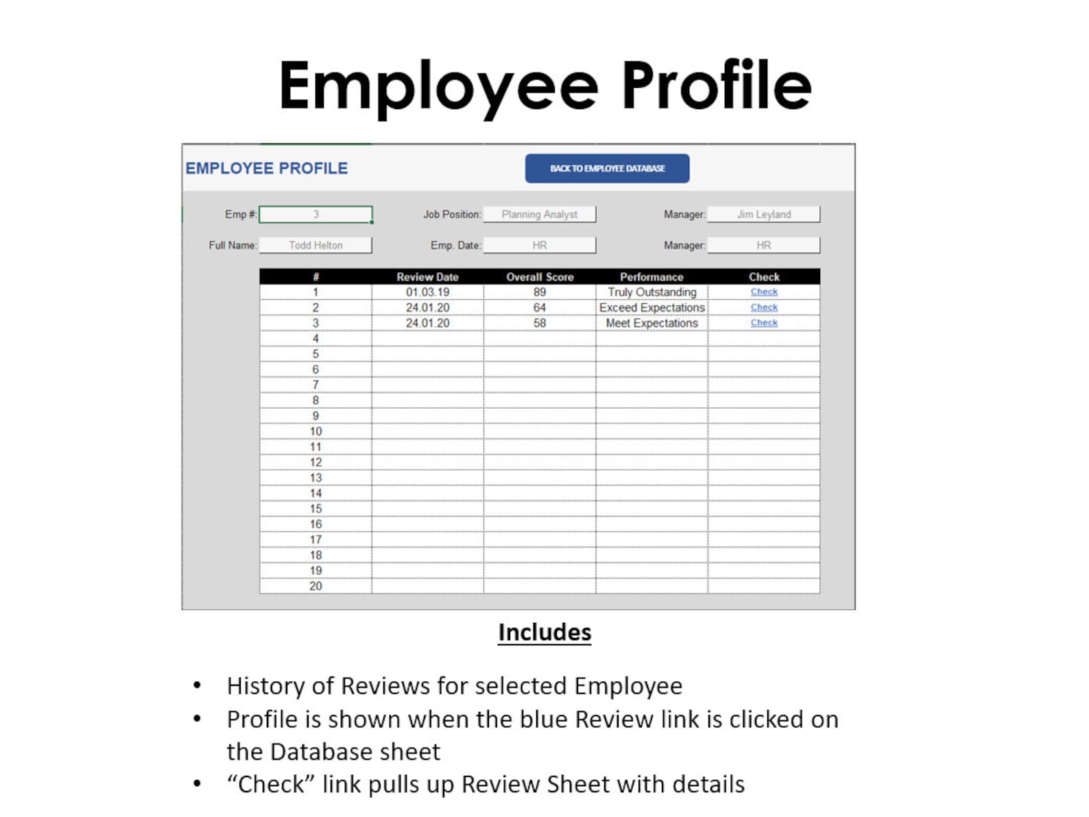 Performance Review Template | Employee Review | Review Tracker | Excel ...