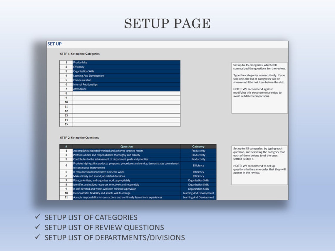 Performance Review Template Employee Review Review Tracker Excel ...