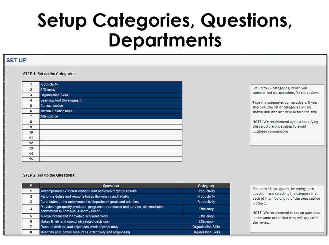 Performance Review Template | Employee Review | Review Tracker | Excel ...