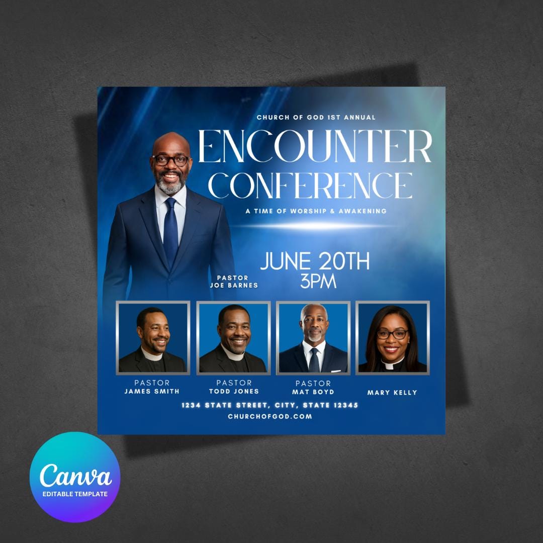 Church Conference Flyer Template: Editable Worship Event Design (canva ...