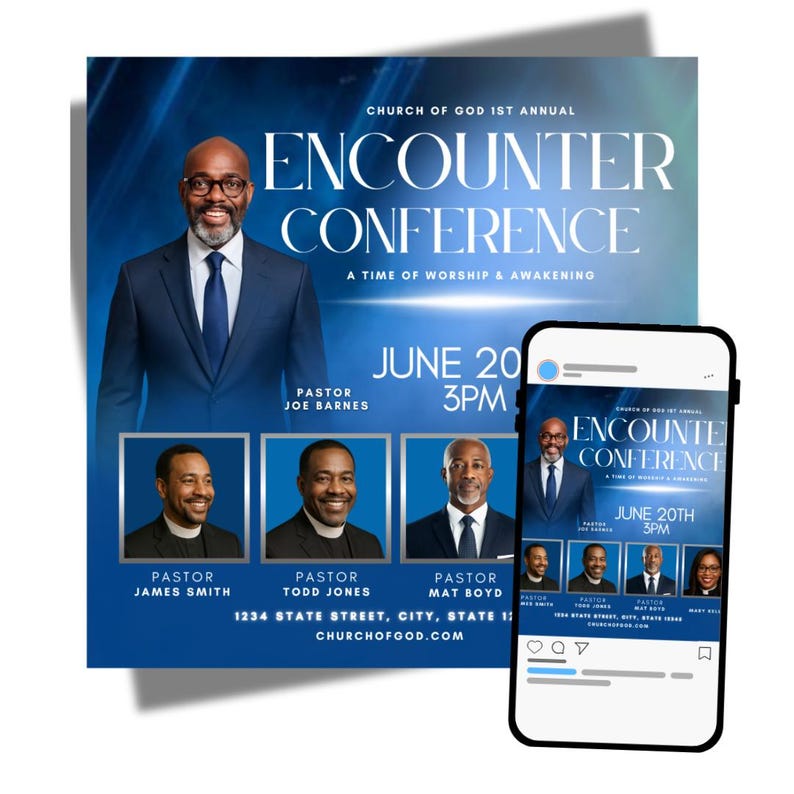 Church Conference Flyer Template: Editable Worship Event Design (canva ...