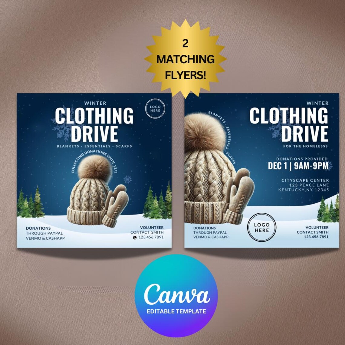 Winter Clothing Drive Flyer Template | Editable Canva Digital Download ...