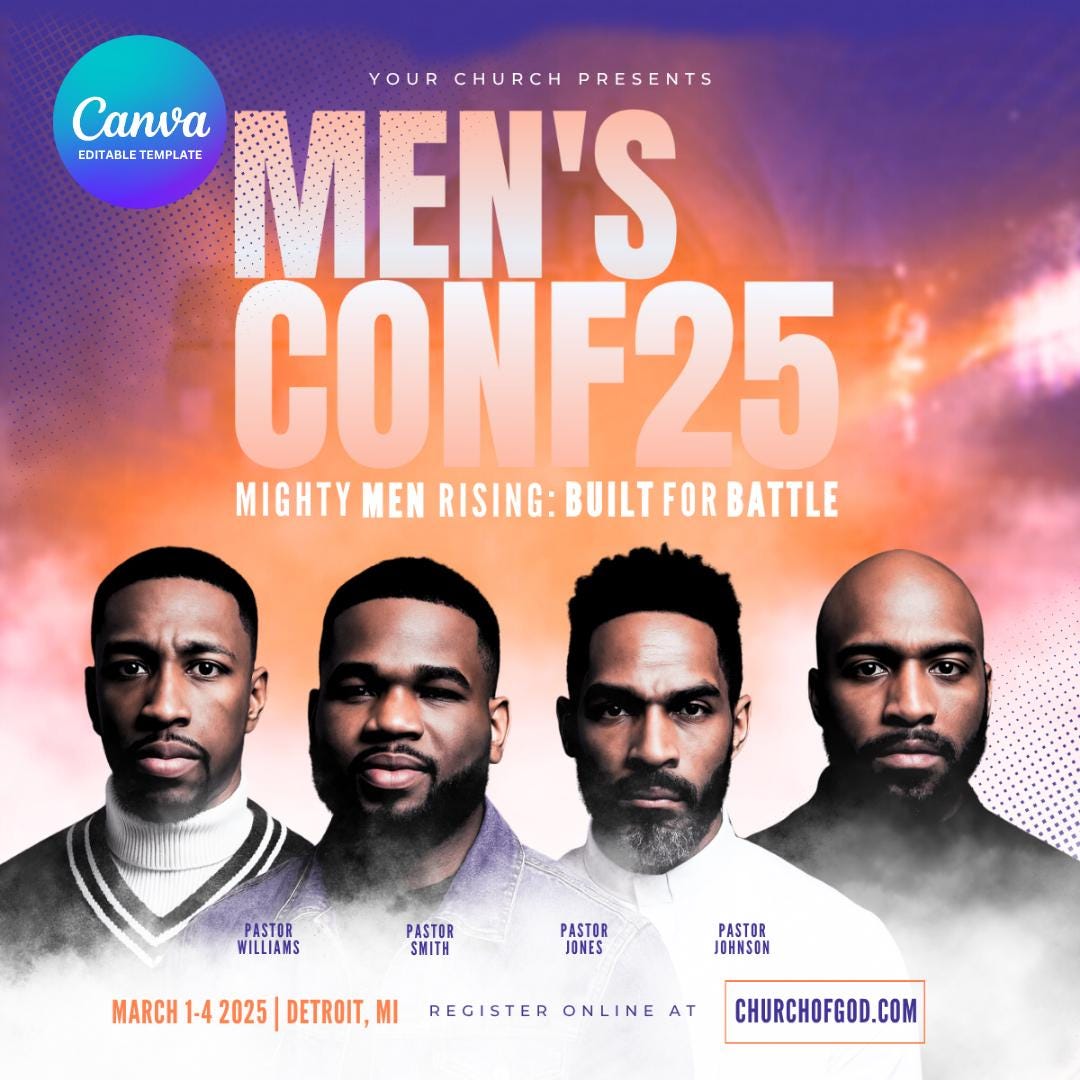 Men's Conference Flyer: Church Event Canva Template (digital Download ...