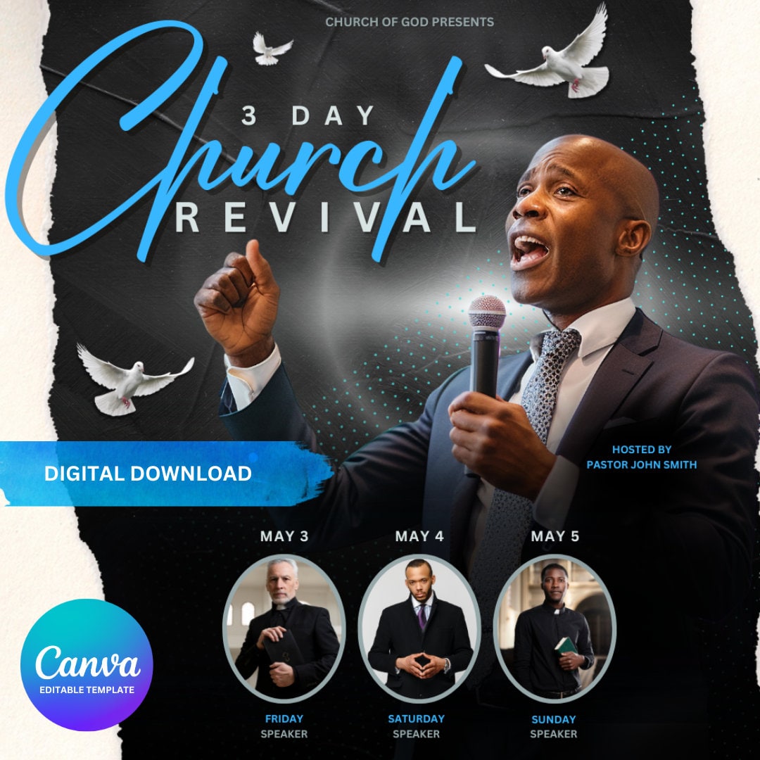 Church Revival Flyer Canva Template - Etsy