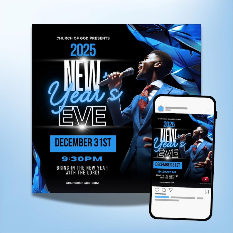 NYE Church Event Flyer | Watch Night Service Flyer | Editable Template ...