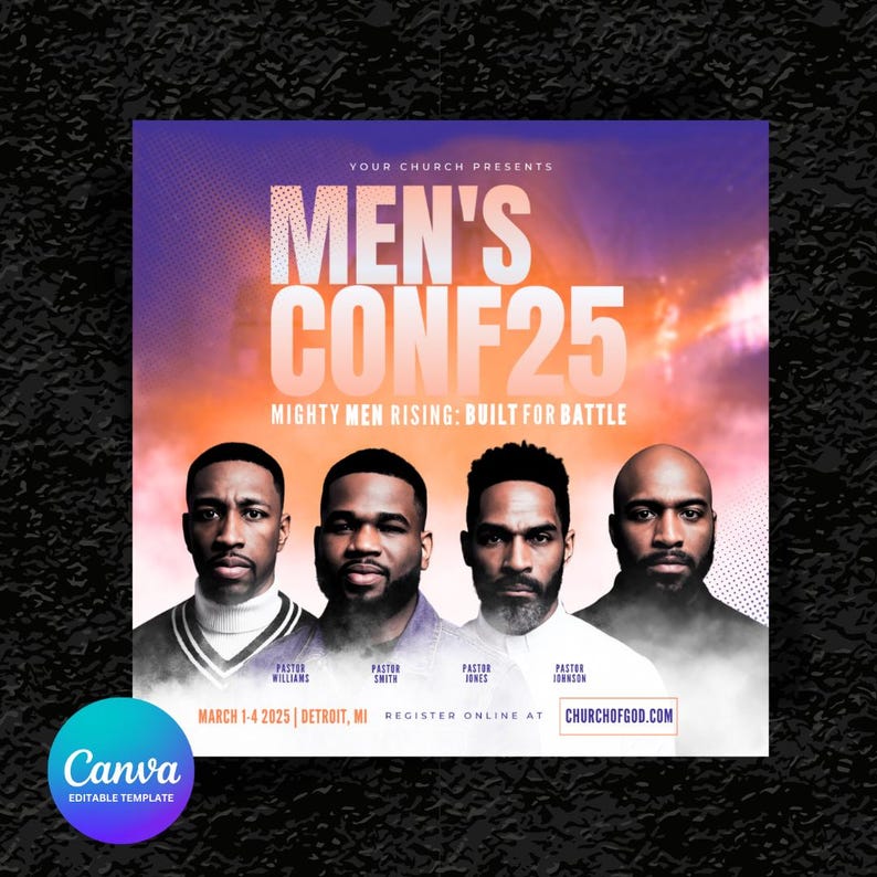 Men's Conference Flyer: Church Event Canva Template (digital Download ...