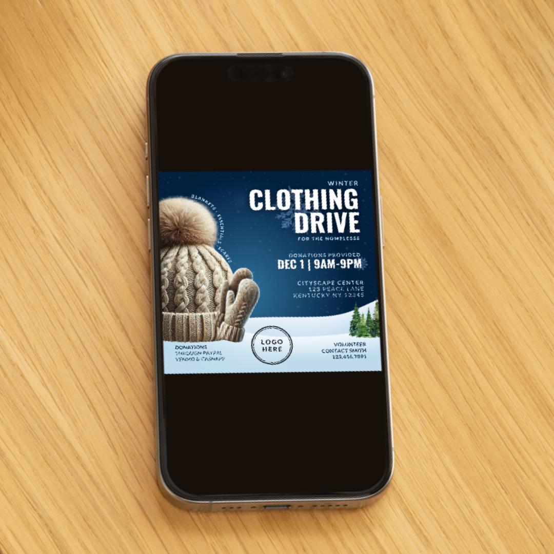 Winter Clothing Drive Flyer Template | Editable Canva Digital Download ...