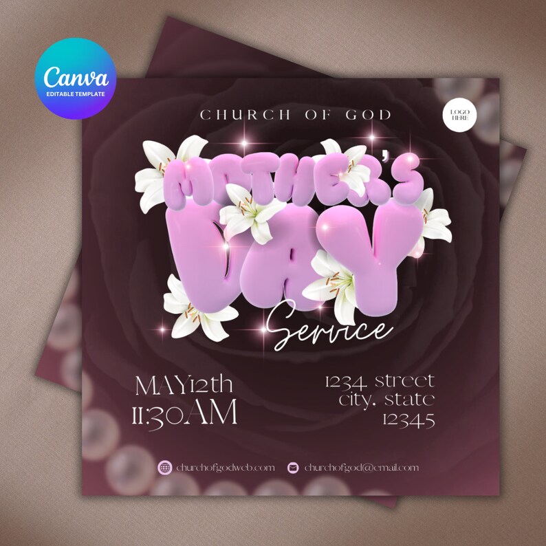 Mother's Day Church Flyer Template - Etsy
