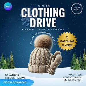 Winter Clothing Drive Flyer Template | Editable Canva Digital Download ...