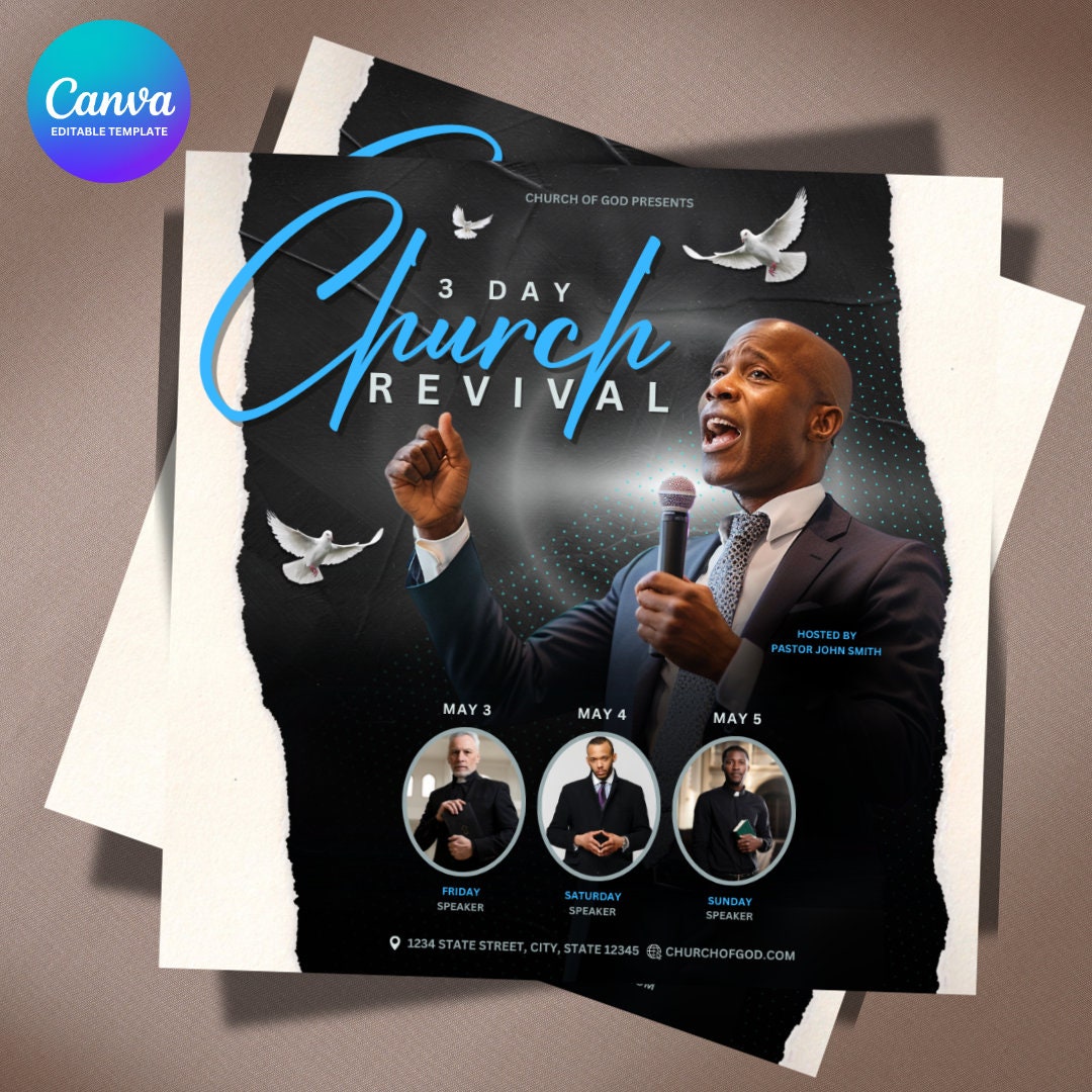 Church Revival Flyer Canva Template - Etsy