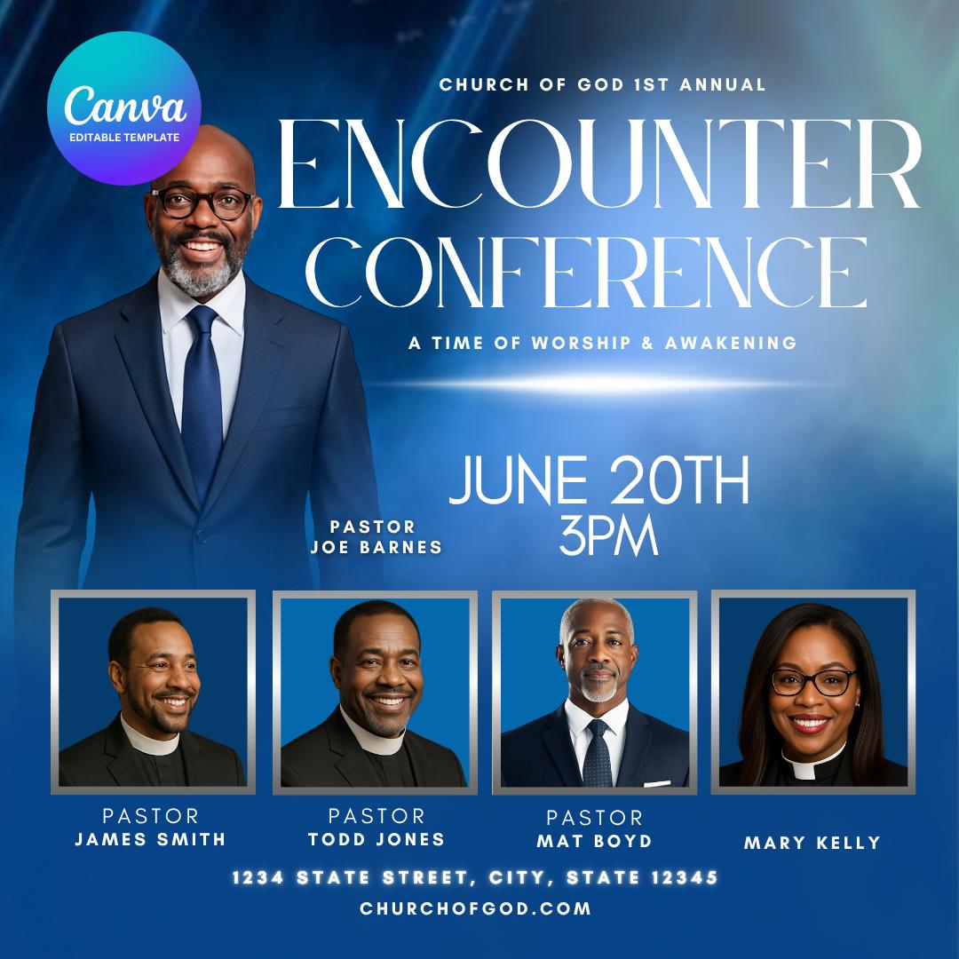 Church Conference Flyer Template: Editable Worship Event Design (canva ...