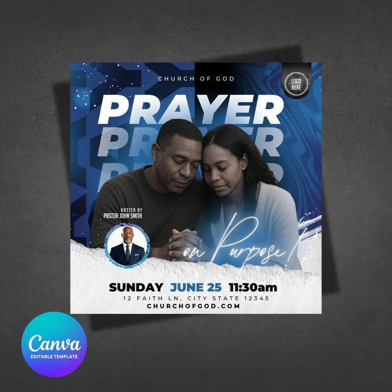 Prayer Revival Church Flyer: Editable Canva Template (digital Download ...