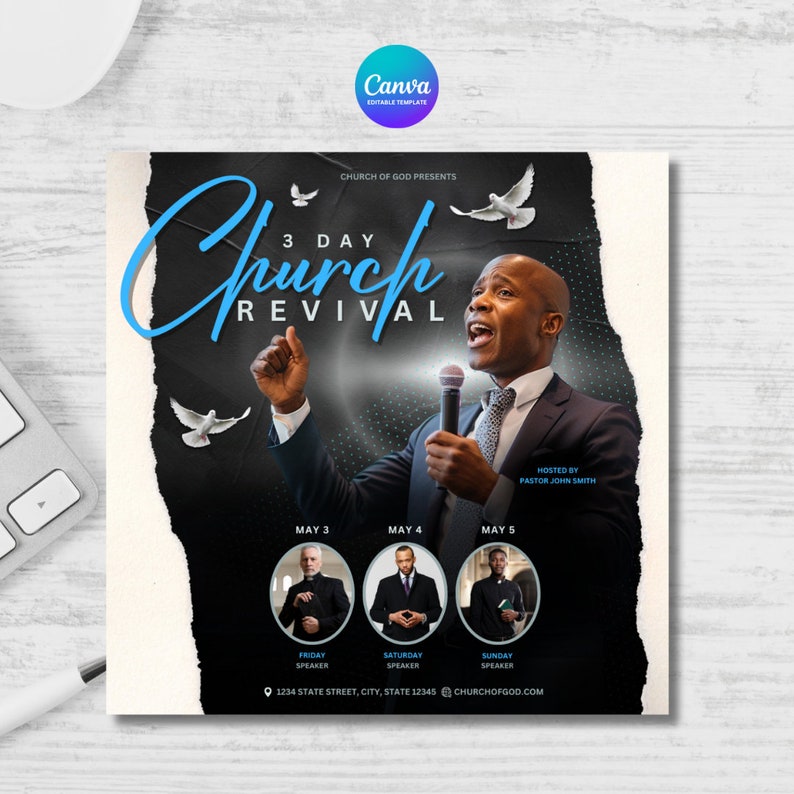 Church Revival Flyer Canva Template - Etsy