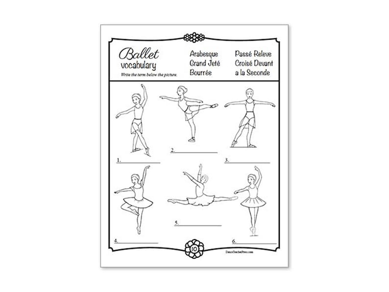 Ballet Activity Sheets - Level 2 - Etsy