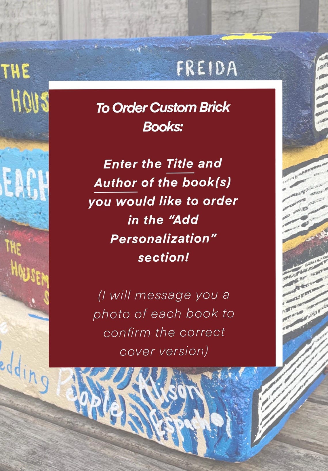 Brick Books - Made to Order - Indoor/outdoor Decor: Porch, Garden, Yard ...