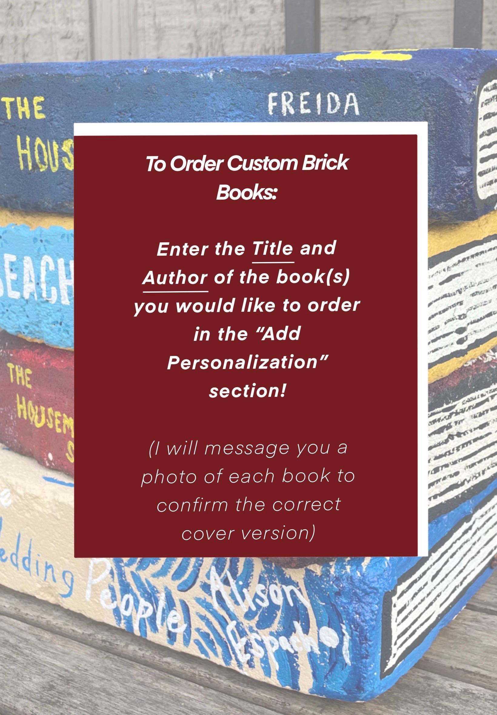 Brick Books - Made to Order - Indoor/outdoor Decor: Porch, Garden, Yard ...