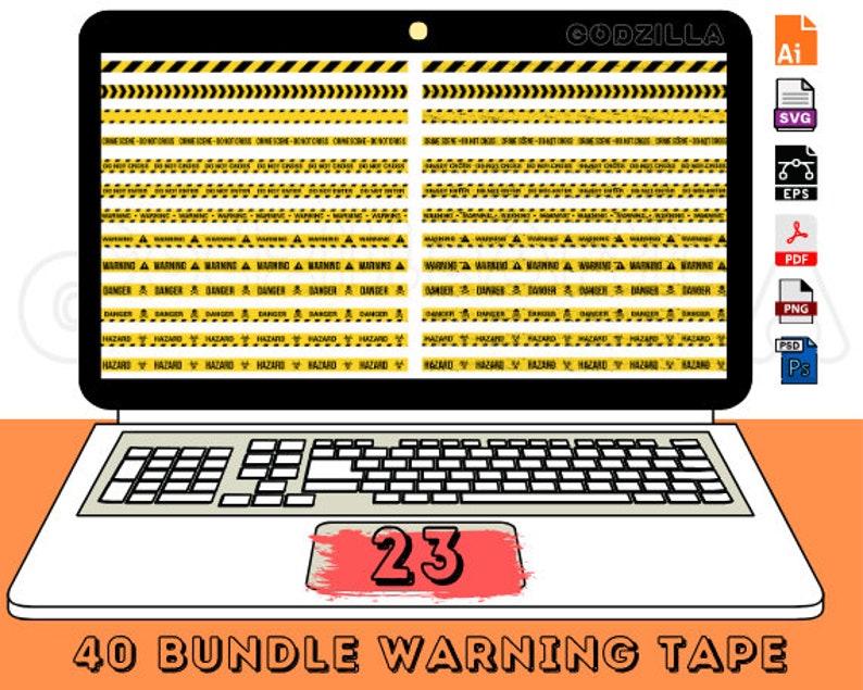 23 Warning Tape Label SVG, AI, Eps, Pdf, Png, Psd Format - Etsy