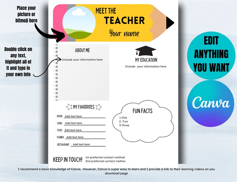 EDITABLE Meet the Teacher Editable Canva Template - Etsy