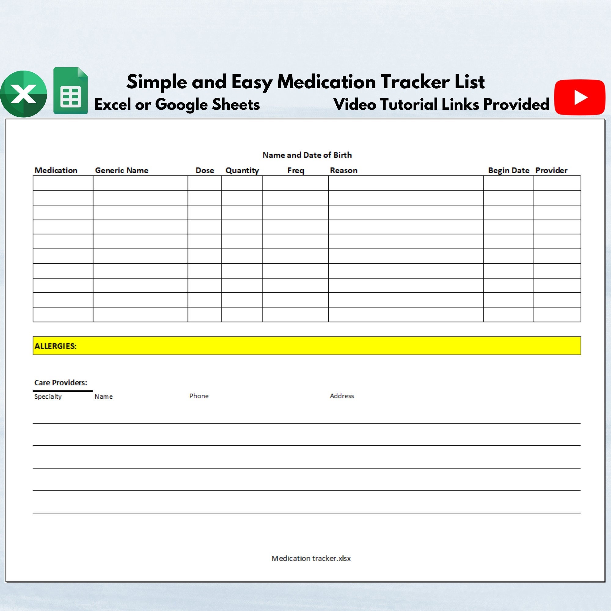 EDITABLE Medication List Medication Tracker Medicine List - Etsy