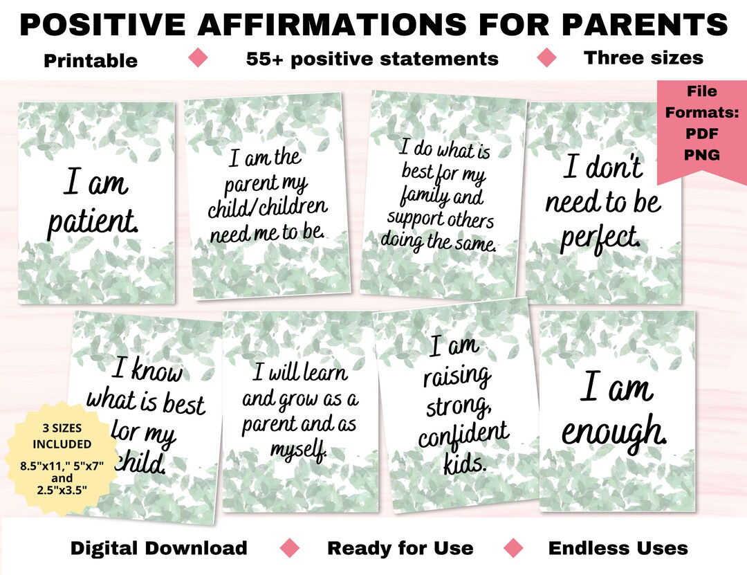 Affirmations for Parents, 55+ Affirmations Can Be Used as Cards ...