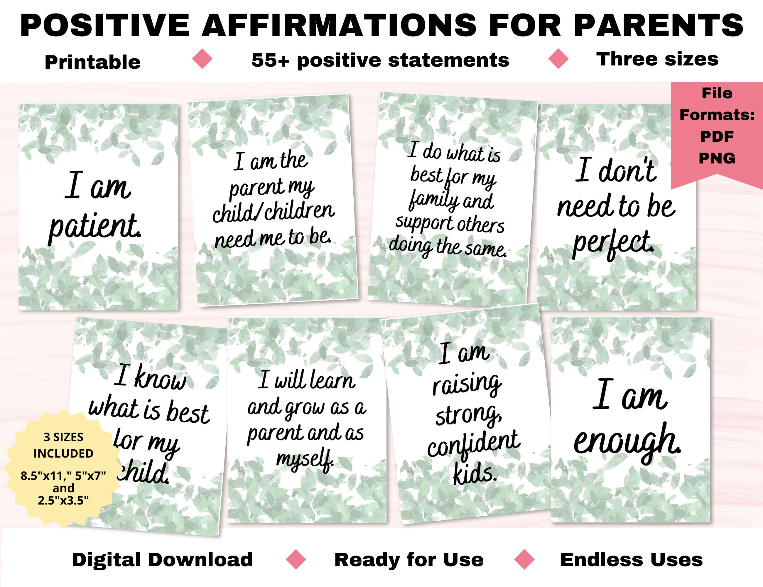 Affirmations for Parents, 55 Affirmations Can Be Used as Cards, Posters ...