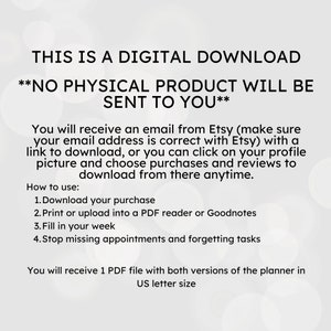 Weekly Planner, Printable Planner, Digital Planner, Undated Weekly ...